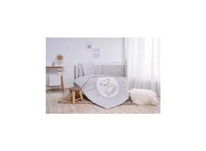 3800166106762 - Babybettwäsche Set Smile 6-teilig Decke 140x95 Kissen 43x35 Bett 120x60 grau Sterne