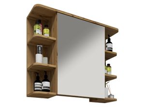 4051814421969 - Badspiegel Badschrank zeitlos Maße ca H 64 x B 80 x T 21 cm ausreichend Stauraum Spiegelschrank - Nilosi Gr 80 honig eiche B80cm H64cm T21cm Holzwerkstoff Spiegel