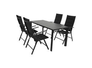 4050747460472 - Garnitur LAGOS 5-teilig Aluminium anthrazit + Kunstgewebe schwarz