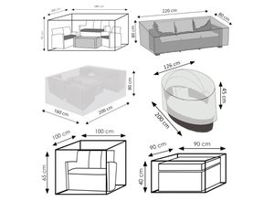 4008332793412 - WEHNCKE Garten Lounge Set Sitzgruppe Garnitur Schutzhülle - Hülle Abdeckung 420D Variante Für Lounge Tische