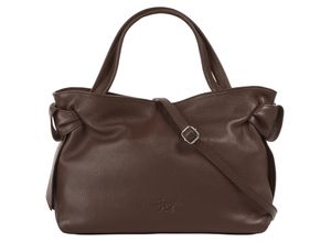 4260543054236 - Henkeltasche SAMANTHA LOOK Damen Gr B H T 33cm x 23cm x 12cm onesize braun Leder leicht glänzend unifarben Taschen echt Leder Made in Italy
