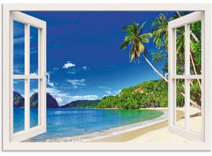 4059745735520 - Wandbild ARTLAND Fensterblick Paradies Bilder Gr B H 70 cm x 50 cm Alu-Dibond-Druck Fensterblick 1 St weiß Bild Metallbild Metallbilder Bilder als Alubild Leinwandbild Wandaufkleber oder Poster in versch Größen