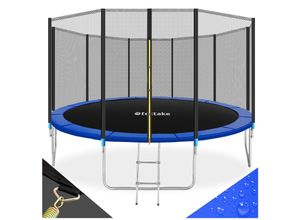 4061173077882 - Trampolin Garfunky mit Sicherheitsnetz - Fitness Trampolin Gartentrampolin Kindertrampolin - 457 cm - schwarz blau