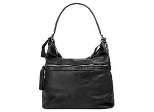 4260543040079 - Shopper SAMANTHA LOOK Damen Gr B H T 34cm x 32cm x 16cm onesize schwarz Leder vintage Taschen echt Leder Made in Italy