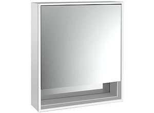 4018445146999 - Emco Loft Aufputz-Lichtspiegelschrank 979805200 600x733mm mit Unterfach LED Anschlag links aluminium Spiegel