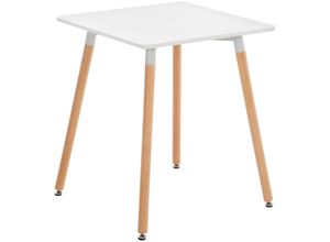 4251380498321 - Küchentisch Viborg I Esstisch Im Skandinavischen Design Für Wohnzimmer Mit MDF Tischplatte I Buchenholzgestell Justierbare Bodenschoner