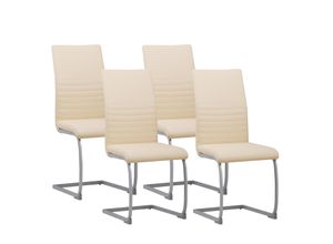 4250263735744 - Albatros Freischwinger Stühle 4er Set MURANO Beige - Esszimmerstuhl Schwingstuhl mit modernem Design Kunstleder-Bezug dicke Polsterung Küchenstuhl Polsterstuhl Stuhl Esszimmer Esstisch