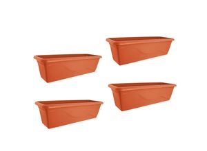 4255701930804 - Blumenkasten mit Wasserspeicher 60 cm 4er Set Terracotta