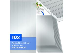 4061173272096 - tectake® 10er Set Doppelstegplatten 732 m² Gesamtfläche individuell zuschneidbar wärmedämmend temperaturresistent 121 x 605 x 06 cm je Platte