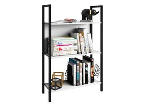 4051814436840 - Standregal Holz Metall Aufbewahrung Stand Regal Bücherregal Deko Bücher Standregal Flakos 3 Gr 56 weiß B56cm H100cm T24cm Metall Holz Spanplatte Holzwerkstoff Regale