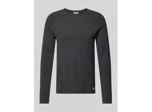 5713776131469 - JACK & JONES Rundhalspullover JJEHILL Dark Grey MELANGE Unifarben Grau - Gr L