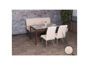 4057651691251 - Esszimmer-Set MCW-G55 2er-Set Stuhl + Sitzbank 160cm Edelstahl gebürstet Stoff Textil Chenille ~ creme
