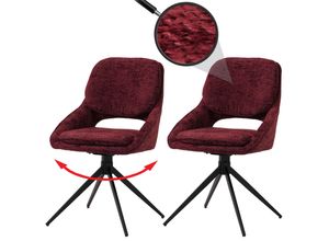 4057651703015 - 2er-Set Esszimmerstuhl MCW-N73 Küchenstuhl drehbar Auto-Return Stoff Textil Chenille (490g m²) Öko-Tex ~ bordeaux