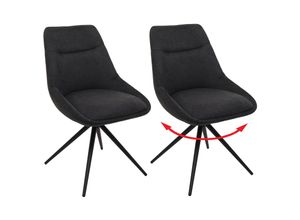 4057651649542 - 2er-Set Esszimmerstuhl MCW-M65 Küchenstuhl Lehnstuhl Stuhl drehbar Auto-Position Metall Stoff Textil ~ anthrazit