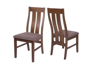 4057651828411 - 2er-Set Esszimmerstuhl MCW-M58 Küchenstuhl Lehnstuhl Stuhl Stoff Textil Massiv-Holz ~ dunkles Gestell taupe