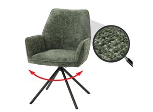 4057651920795 - Esszimmerstuhl MCW-G67 Küchenstuhl Stuhl mit Armlehne drehbar Auto-Position Chenille Öko-Tex MVG ~ grün
