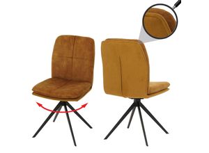 4057651662183 - 2er-Set Esszimmerstuhl MCW-M68 Küchenstuhl Lehnstuhl drehbar Auto-Position Metall Stoff Textil ~ gelb
