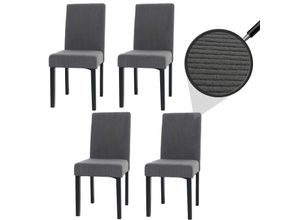 4057651659633 - 4er-Set Esszimmerstuhl Littau Stuhl Küchenstuhl Hochlehner Stoff Textil Cord Holz ~ dunkelgrau dunkle Beine