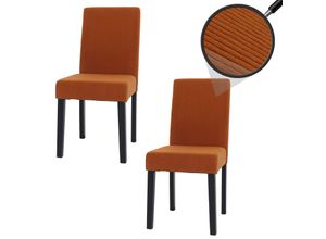 4057651659251 - 2er-Set Esszimmerstuhl Littau Stuhl Küchenstuhl Hochlehner Stoff Textil Cord Holz ~ terrakotta dunkle Beine