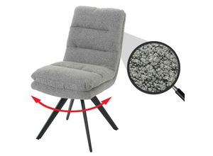 4057651662886 - Esszimmerstuhl MCW-G66 Küchenstuhl Stuhl drehbar Auto-Position Stoff Textil Bouclé MVG ~ hellgrau