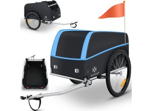 4255598310598 - KESSER® Fahrradanhänger Lastenanhänger Transportanhänger Hochdeichsel mit Kupplung Inkl Abdeckung Klappfunktion Hochdeichsel Anhänge für Fahrrad Transportbox mit 120 Liter Max 40 kg