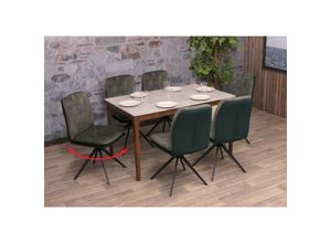4057651662336 - 6er-Set Esszimmerstuhl MCW-M68 Küchenstuhl Lehnstuhl drehbar Auto-Position Metall Stoff Textil ~ grün