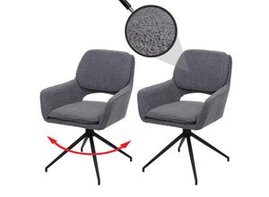4057651886688 - 2er-Set Esszimmerstuhl MCW-N74 Küchenstuhl drehbar Auto-Return Stoff Bouclé (540g m²) Öko-Tex ~ grau