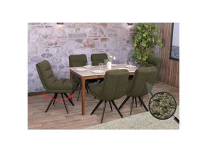 4057651687469 - 6er-Set Esszimmerstuhl MCW-G66 Küchenstuhl drehbar Auto-Position Stoff Textil Bouclé MVG ~ grün