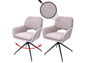 4057651862583 - 2er-Set Esszimmerstuhl MCW-N74 Küchenstuhl drehbar Auto-Return Stoff Bouclé (540g m²) Öko-Tex ~ beige