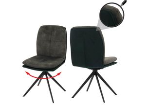 4057651662282 - 2er-Set Esszimmerstuhl MCW-M68 Küchenstuhl Lehnstuhl drehbar Auto-Position Metall Stoff Textil ~ grün