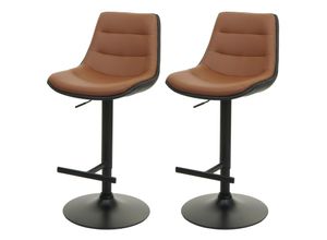 4057651612614 - 2er-Set Barhocker MCW-L85 Barstuhl Tresenhocker Drehhocker höhenverstellbar mit Lehne Kunstleder ~ braun