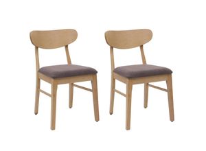 4057651638362 - 2er-Set Esszimmerstuhl MCW-M59 Küchenstuhl Stuhl Stoff Textil Massiv-Holz ~ helles Gestell taupe