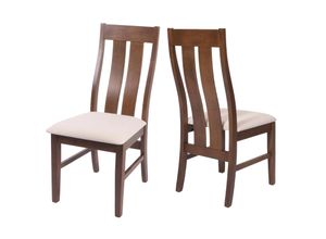 4057651780795 - 2er-Set Esszimmerstuhl MCW-M58 Küchenstuhl Lehnstuhl Stuhl Stoff Textil Massiv-Holz ~ dunkles Gestell creme