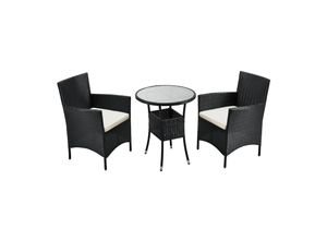 4260565523925 - Polyrattan Balkon Set Bayamo 3-teilig für 2 Personen – Balkonmöbel mit Tisch & 2 Stühlen