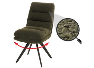 4057651687438 - Esszimmerstuhl MCW-G66 Küchenstuhl Stuhl drehbar Auto-Position Stoff Textil Bouclé MVG ~ grün