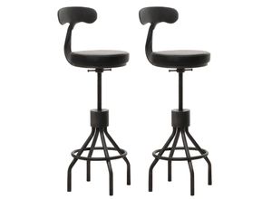 4057651653532 - 2er-Set Barhocker MCW-N22 Barstuhl höhenverstellbar drehbar Fußablage Industrial Stahl Kunstleder ~ schwarz