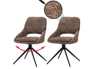 4057651695778 - 2er-Set Esszimmerstuhl MCW-N73 Küchenstuhl drehbar Auto-Return Stoff Textil Chenille (490g m²) Öko-Tex ~ braun