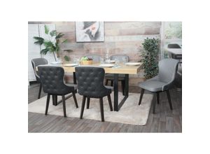 4057651802961 - 6er-Set Esszimmerstuhl MCW-M60 Polsterstuhl Küchenstuhl Lehnstuhl Stuhl Stoff Textil Massiv-Holz ~ dunkelgrau-hellgrau