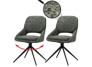 4057651695402 - 2er-Set Esszimmerstuhl MCW-N73 Küchenstuhl drehbar Auto-Return Stoff Textil Chenille (490g m²) Öko-Tex ~ grün