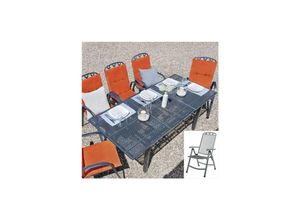 4005437110168 - Toulouse Gartenmöbel-Set 9-teilig 8 Klappsessel und Ausziehtisch robust und wetterfest klappbar für Terrasse Balkon Garten eisengrau