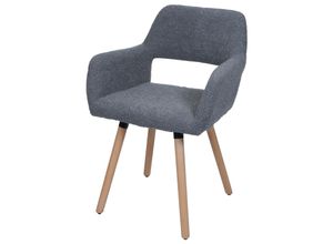 4057651704135 - Esszimmerstuhl MCW-A50 II Stuhl Küchenstuhl Polsterstuhl Holz Stoff Textil Bouclé (450g m²) MVG ~ dunkelgrau