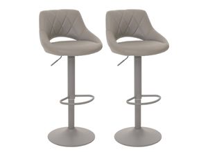 4057651664439 - 2er-Set Barhocker MCW-N64 Barstuhl Tresenhocker Fußablage drehbar Kunstleder Metall ~ grau