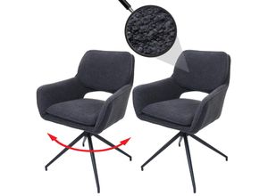 4057651862453 - 2er-Set Esszimmerstuhl MCW-N74 Küchenstuhl drehbar Auto-Return Stoff Bouclé (540g m²) Öko-Tex ~ dunkelgrau