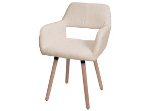 4057651732091 - Esszimmerstuhl MCW-A50 II Stuhl Küchenstuhl Polsterstuhl Holz Stoff Textil Bouclé (450g m²) MVG ~ beige