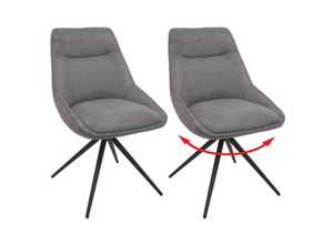 4057651649580 - 2er-Set Esszimmerstuhl MCW-M65 Küchenstuhl Lehnstuhl Stuhl drehbar Auto-Position Metall Stoff Textil ~ grau