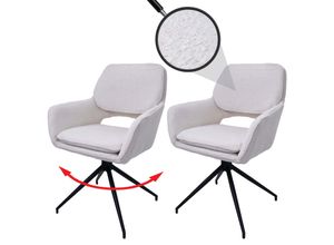4057651844152 - 2er-Set Esszimmerstuhl MCW-N74 Küchenstuhl drehbar Auto-Return Stoff Bouclé (540g m²) Öko-Tex ~ creme
