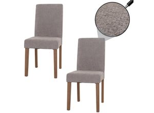 4057651897141 - 2er-Set Esszimmerstuhl Littau Stuhl Küchenstuhl Hochlehner Stoff Textil Chenille Holz ~ hellgrau naturfarbene Beine
