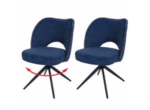 4057651691756 - 2er-Set Esszimmerstuhl MCW-N72 Polster-Küchenstuhl drehbar Auto-Return Stoff Textil (420g m²) Öko-Tex ~ blau