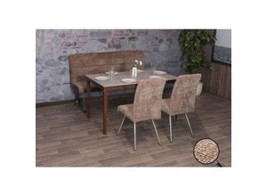 4057651691183 - Esszimmer-Set MCW-G55 2er-Set Stuhl + Sitzbank 160cm Edelstahl gebürstet Stoff Textil Chenille ~ braun