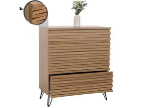 4057651851242 - Kommode MCW-M49 Sideboard Schrank Highboard 3D-Design 3 Schubladen Massiv-Holz Mango Metall 94x80x45cm ~ natur